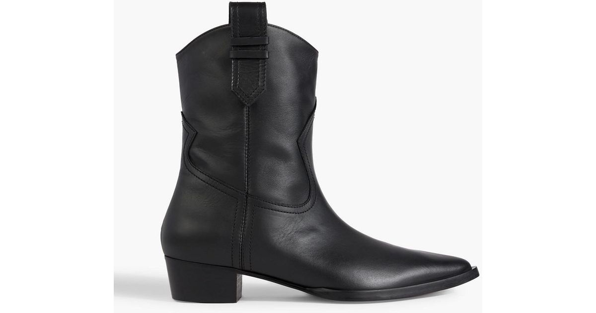 FRAME Le Dallas Leather Cowboy Boots in Black | Lyst