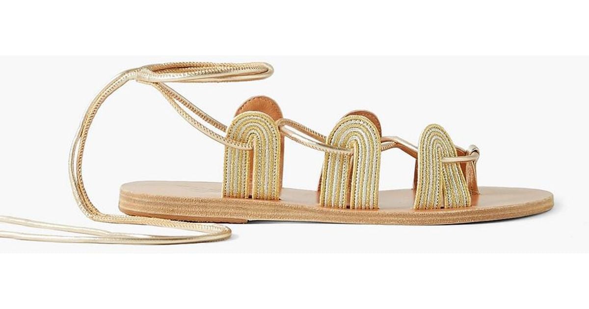 Ancient Greek Sandals Aristide Embroidered Leather Sandals in White | Lyst