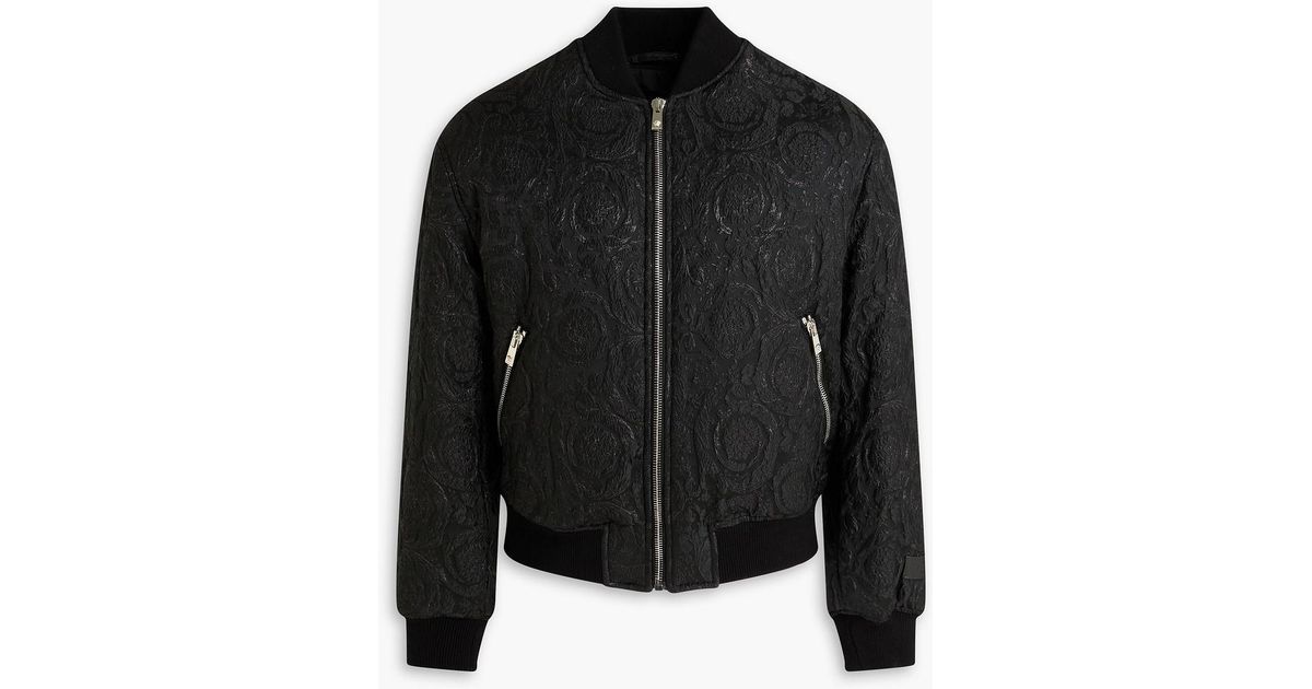 Versace Metallic Brocade Bomber Jacket in Black for Men | Lyst UK