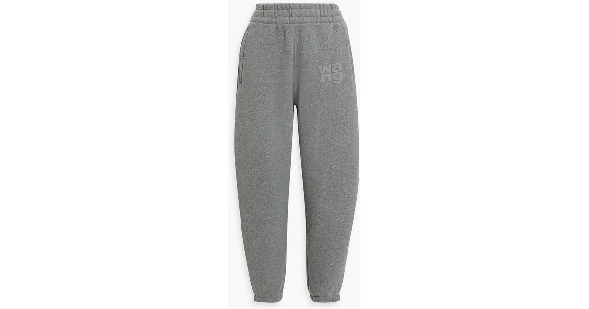 T By Alexander Wang Appliquéd Glittered Cotton-blend Fleece Track Pants ...