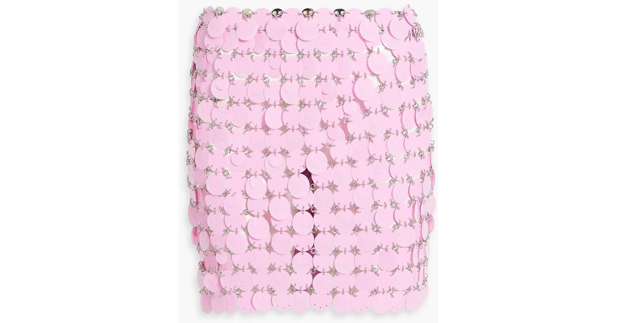 Rabanne Sequin-embellished Chainmail Mini Skirt in Pink | Lyst