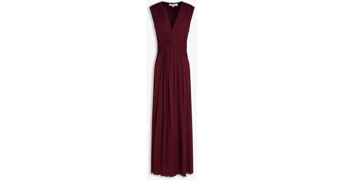 Diane von Furstenberg Marika Ruched Stretch-mesh Maxi Dress in Purple ...