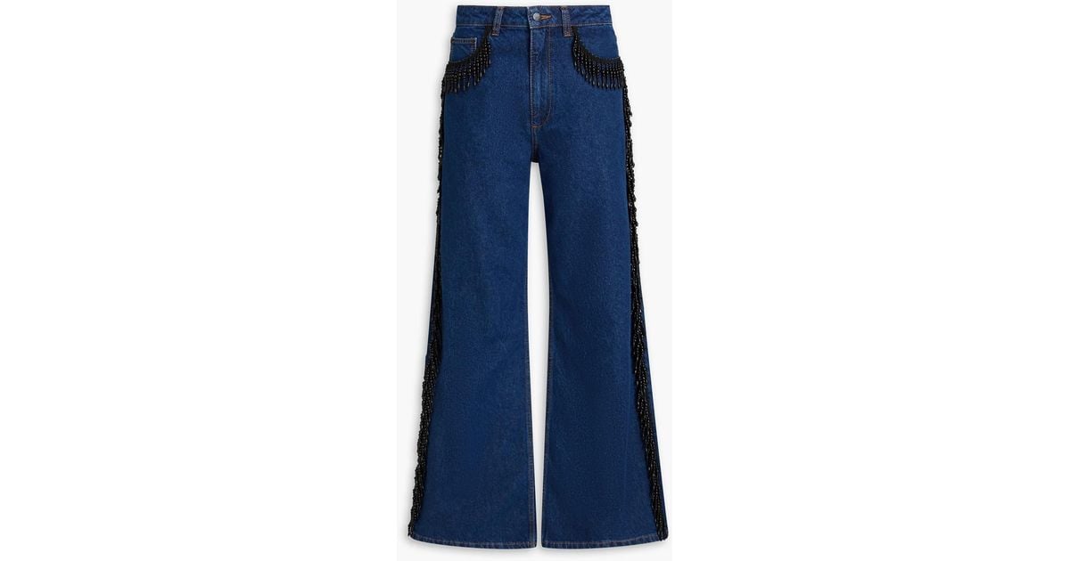 FARM Rio Bead-embellished High-rise Wide-leg Jeans in Blue | Lyst UK