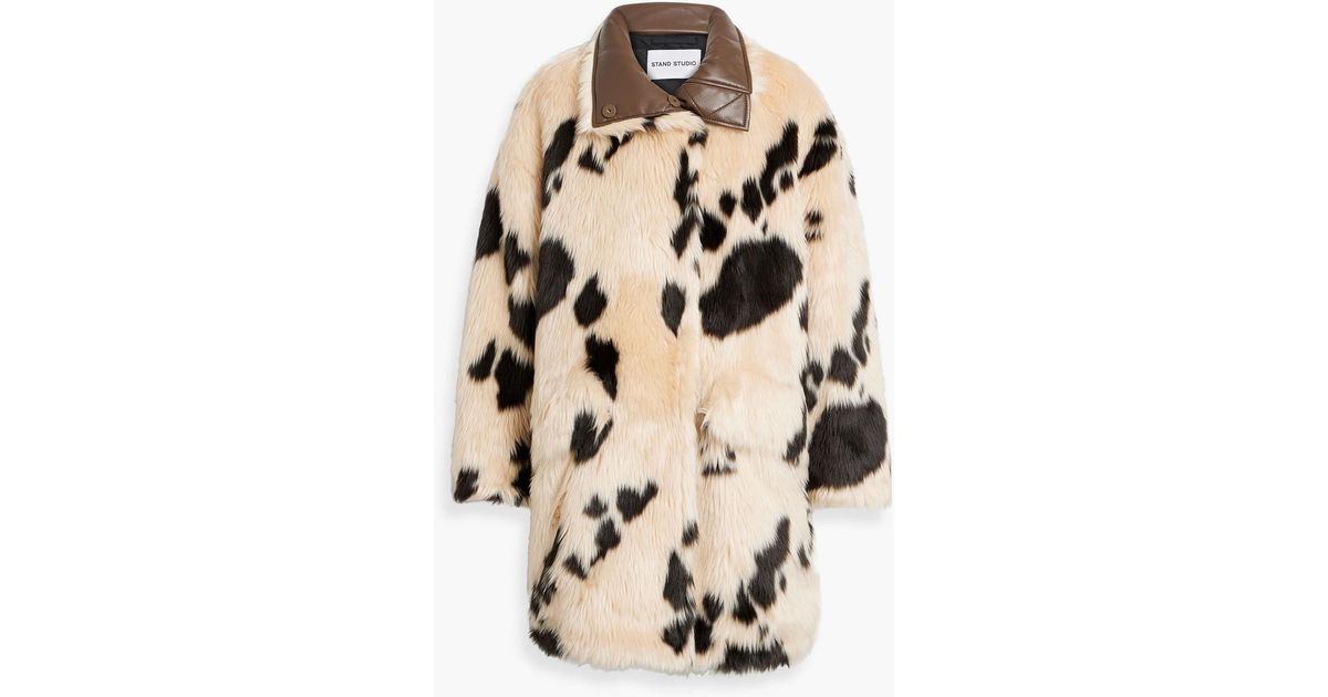 Stand Studio Doona Printed Plush Coat in Natural | Lyst