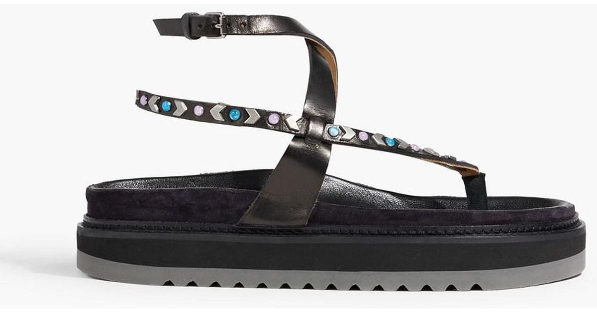 Isabel Marant Elham Studded Leather Sandals in Black | Lyst