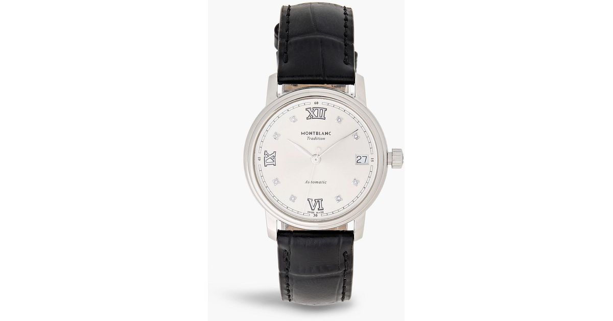 Montblanc Tradition Automatic 32 Mm Stainless Steel And Alligator ...
