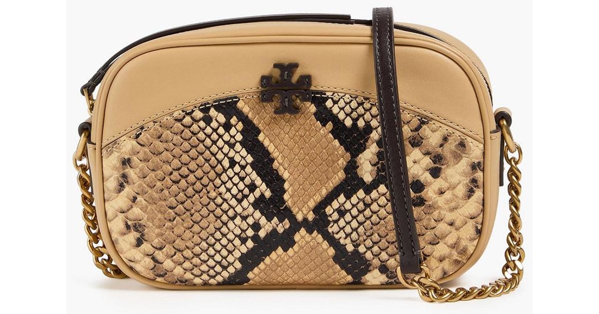 Tory Burch Mcgraw Smooth And Snake-effect Leather Cross-body Bag in ...