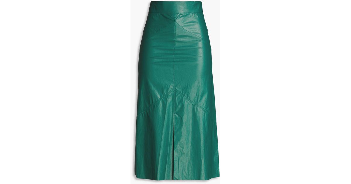 Isabel Marant Domi Modal-blend Faux Leather Midi Skirt in Green | Lyst Isabel Marant Domi Modal-blend Faux Leather Midi Skirt in Green | Lyst