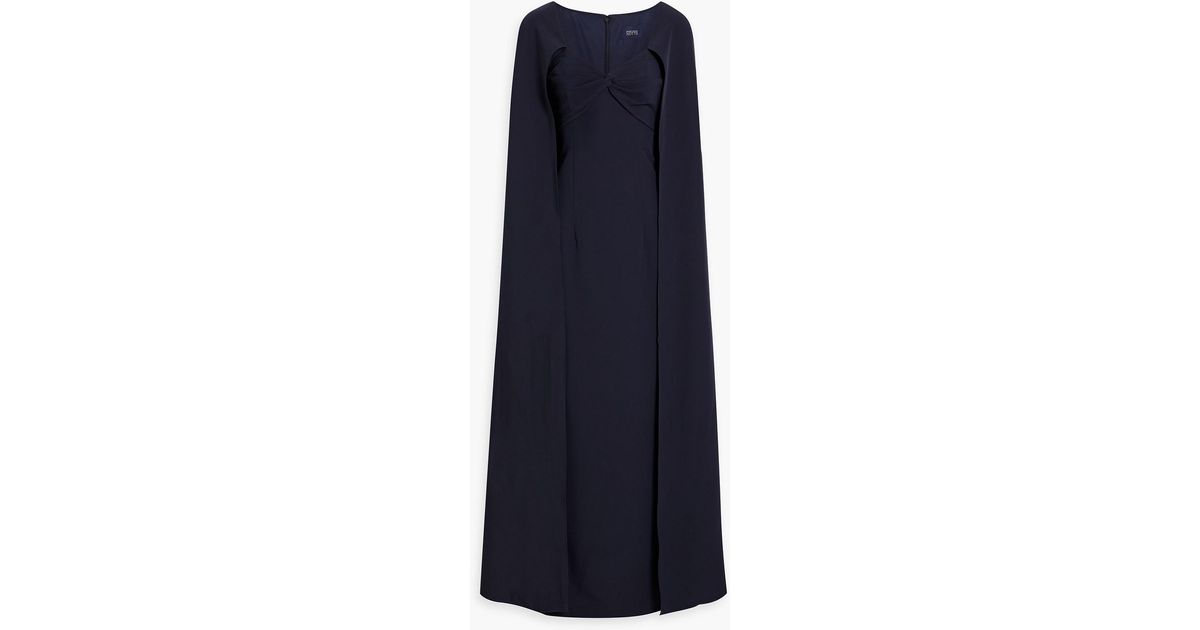 Marchesa Cape-effect Twisted Stretch-crepe Gown in Blue | Lyst