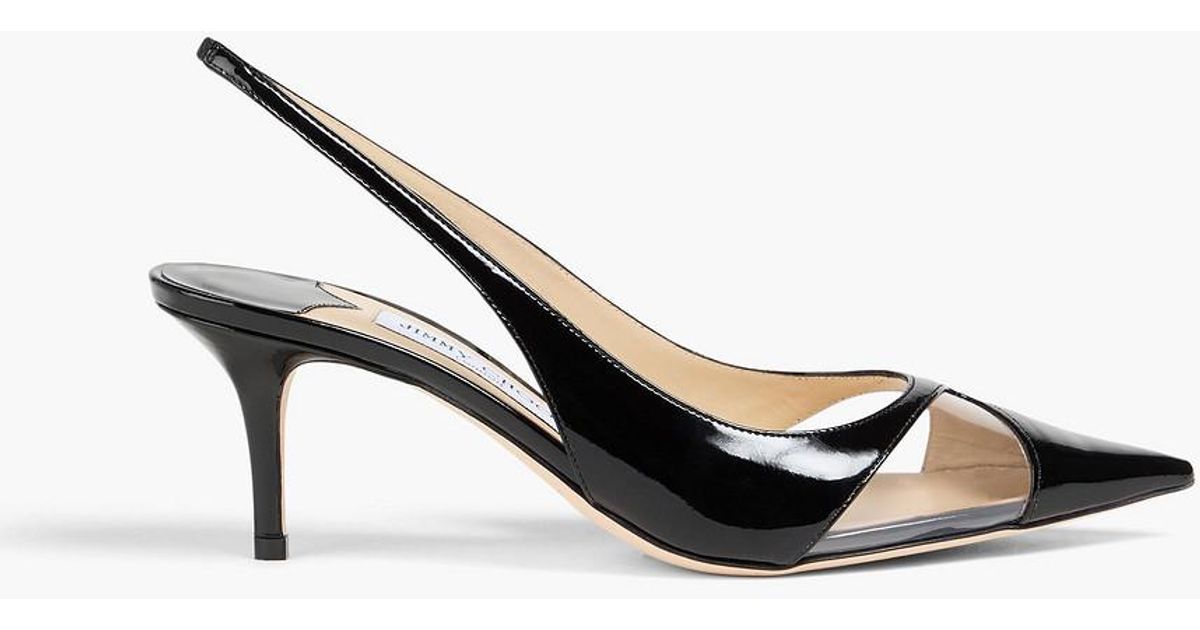 Jimmy Choo Patent-leather And Pvc Slingback Pumps in Black | Lyst UK