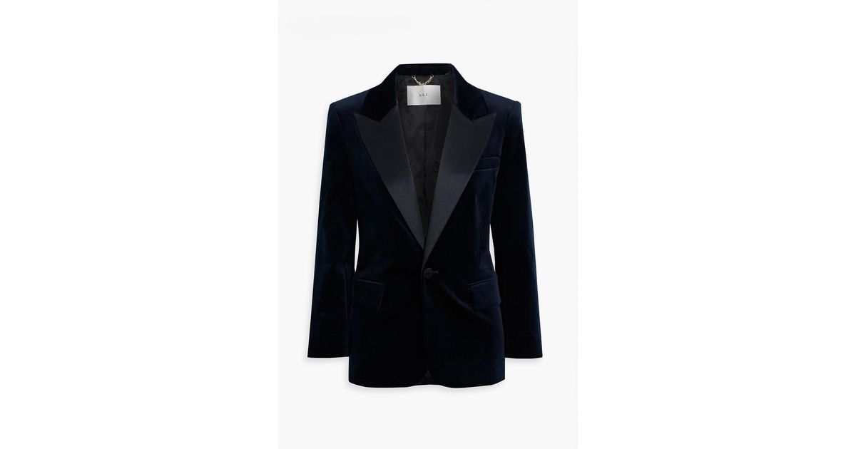 A.L.C. Darvin Ii Satin-trimmed Cotton-blend Velvet Blazer in Blue | Lyst