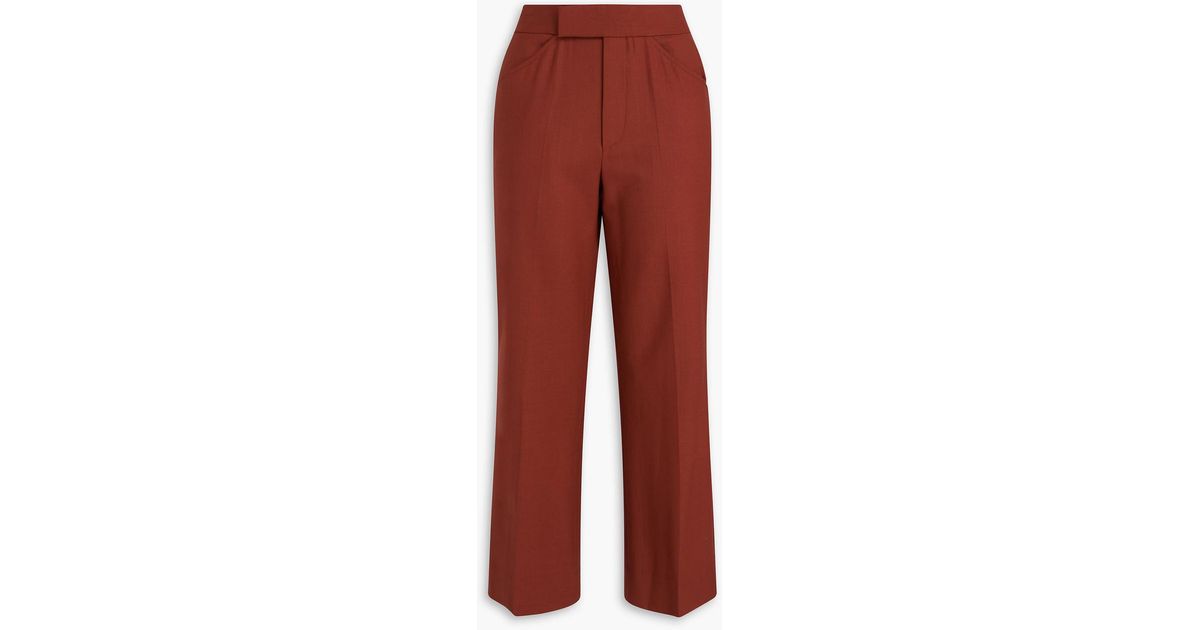 Victoria Beckham Twill Bootcut Pants in Red | Lyst UK
