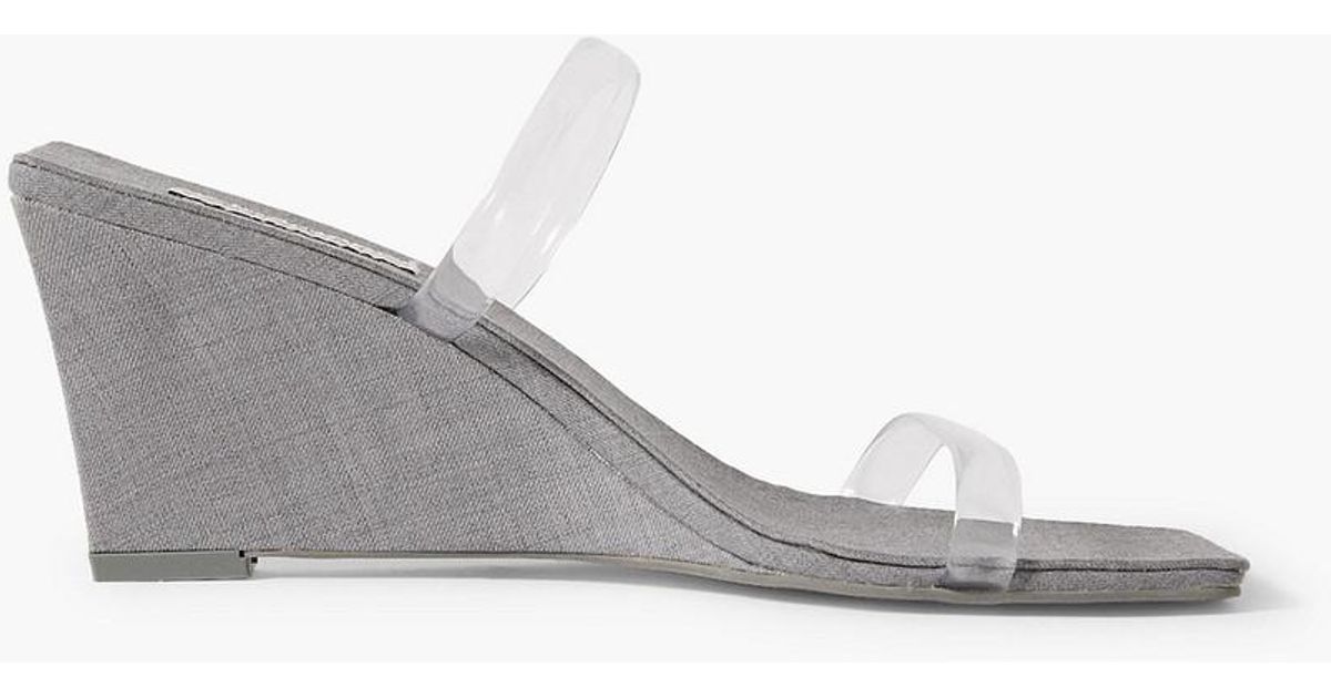 St. Agni Canvas And Pvc Wedge Sandals in Gray | Lyst