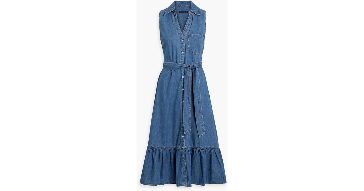 Veronica Beard Edwina Belted Denim Midi Shirt Dress in Blue | Lyst