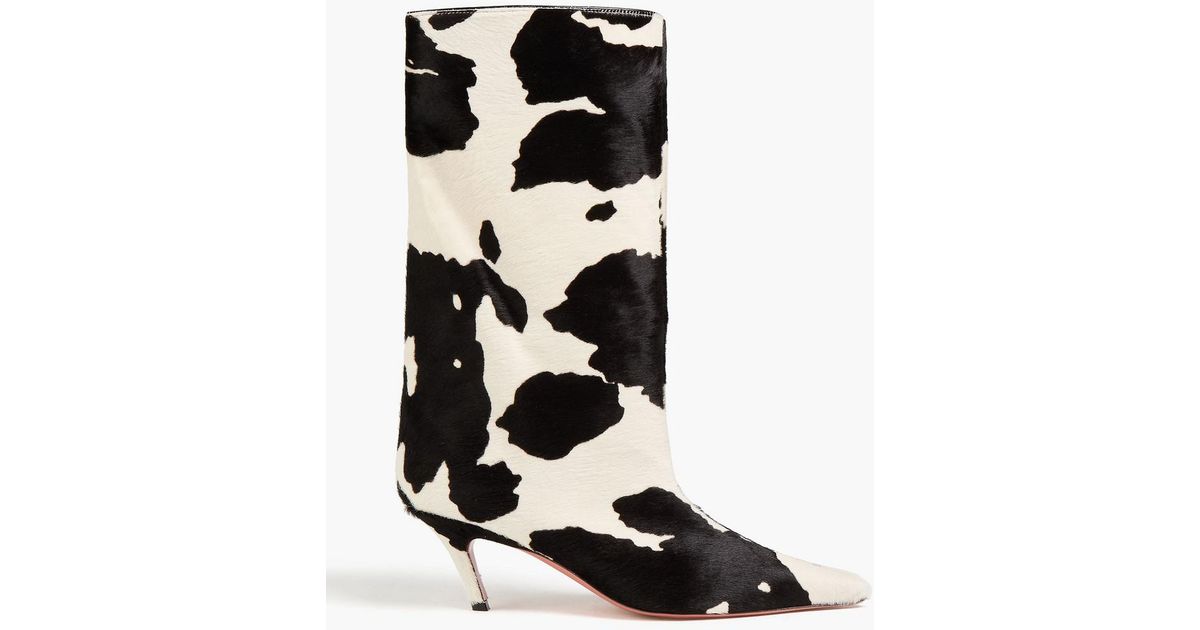 AMINA MUADDI Fiona 60 Printed Calf Hair Boots in Black | Lyst UK