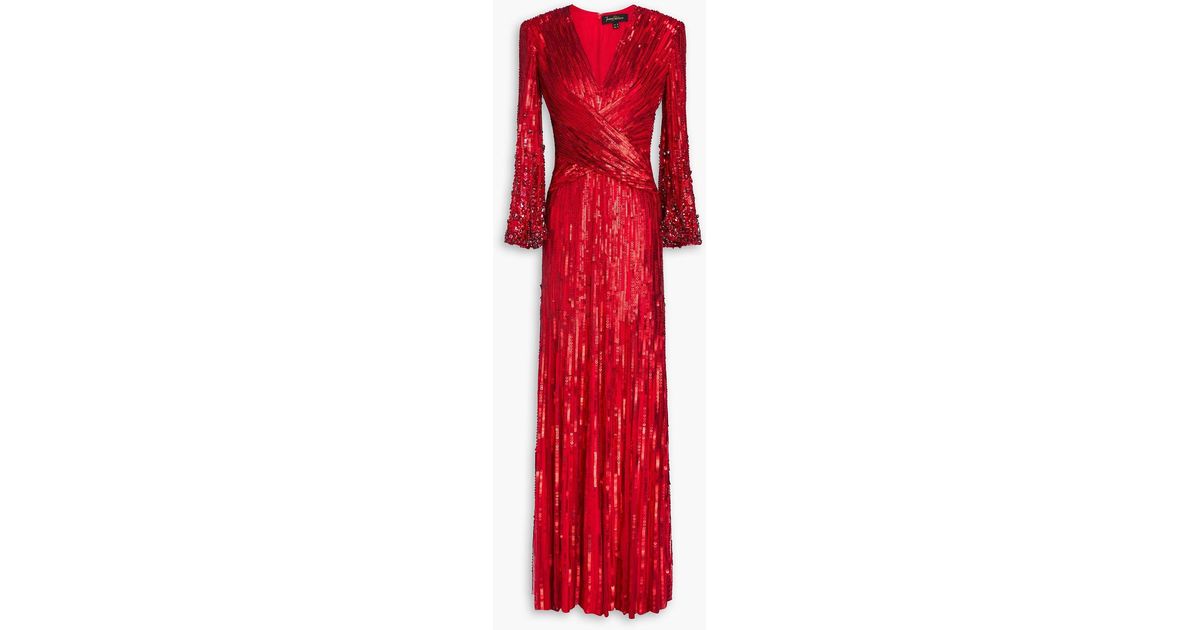 Jenny Packham Cosmos Embellished Tulle Gown in Red | Lyst UK