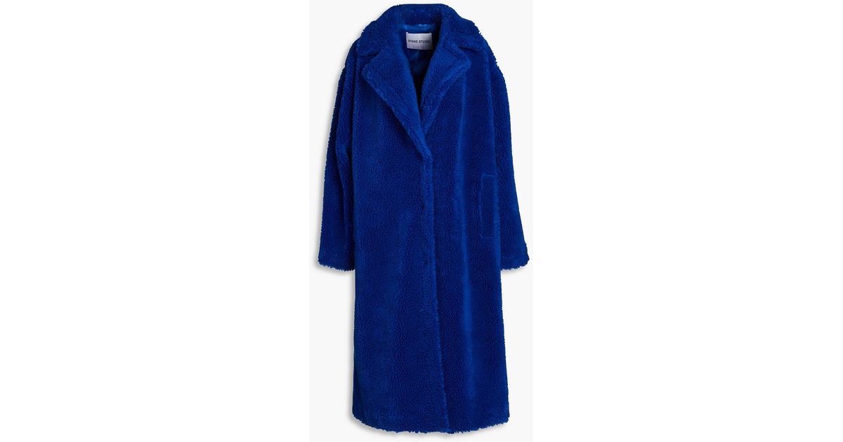 Stand Studio Maria Oversized Faux Shearling Coat in Blue | Lyst Australia