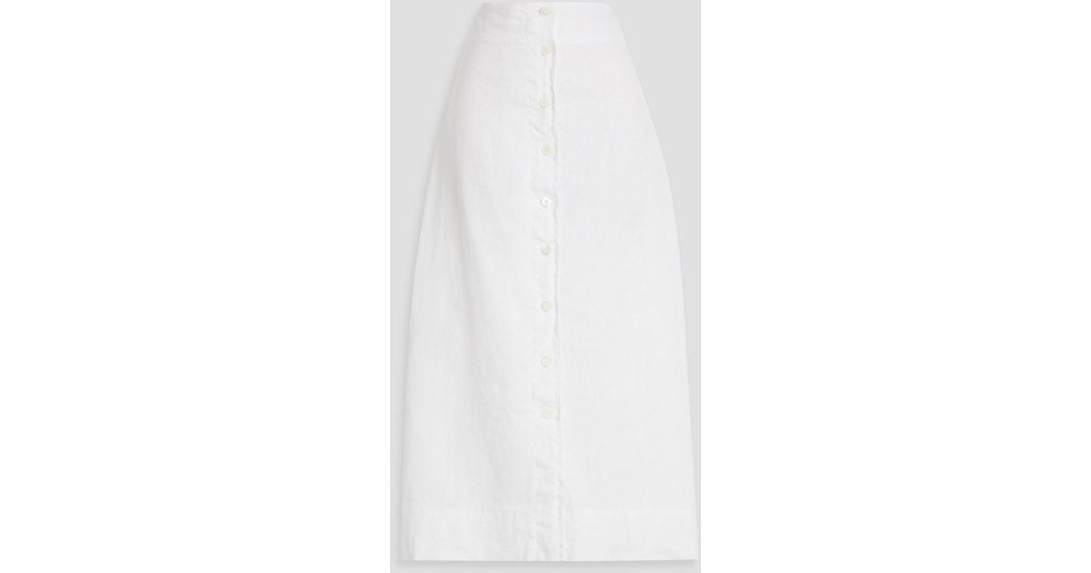 Alex Mill Zoe Linen Midi Skirt in White | Lyst