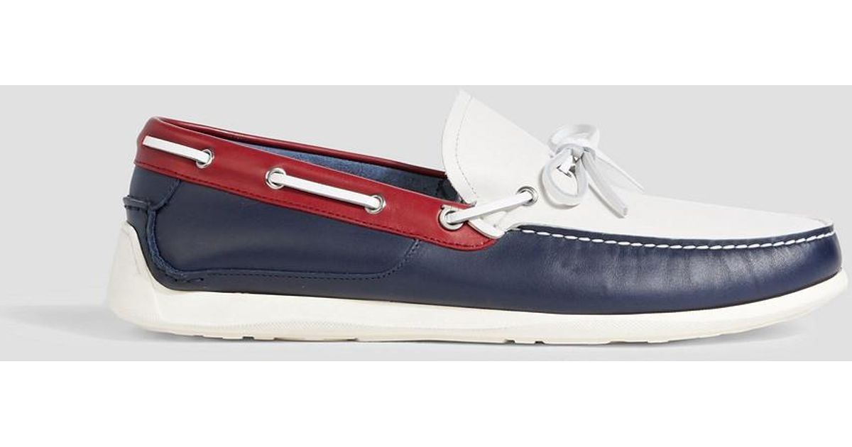 Ferragamo Marlin Color-Block Leather Boat Shoes in Blue for Men | Lyst