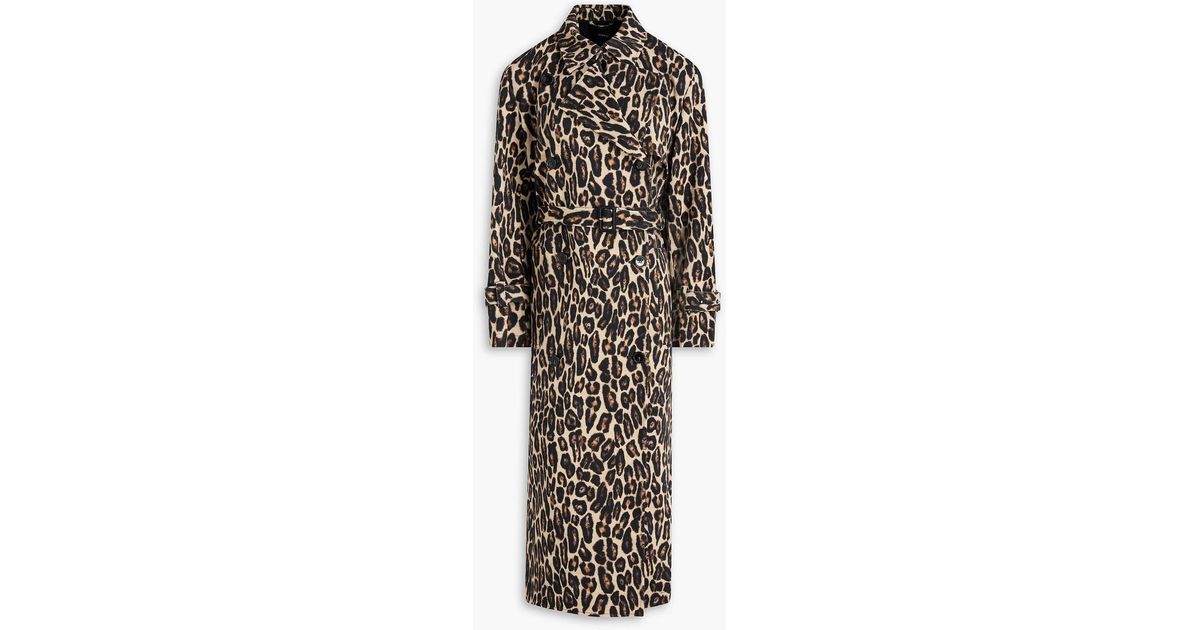 Theory Leopard-print Wool-blend Twill Trench Coat | Lyst UK
