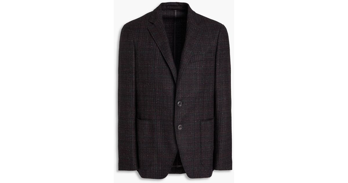 Canali Donegal Checked Wool-Blend Tweed Blazer in Black for Men | Lyst UK
