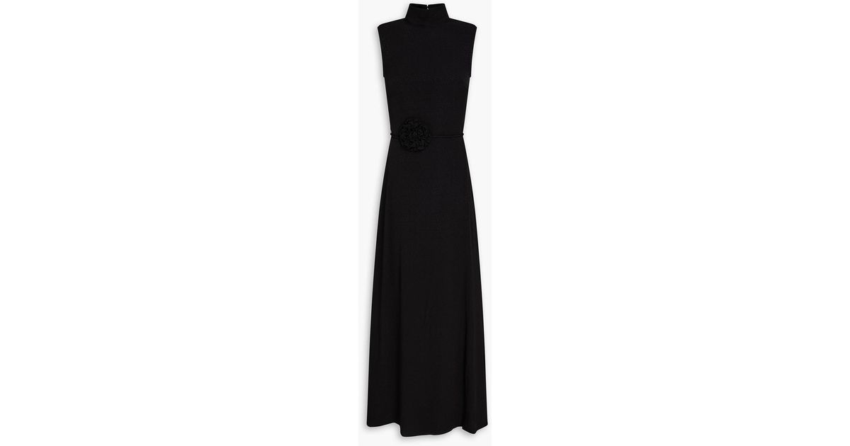 ROTATE BIRGER CHRISTENSEN Floral-Appliquéd Jacquard Maxi Dress in Black ...
