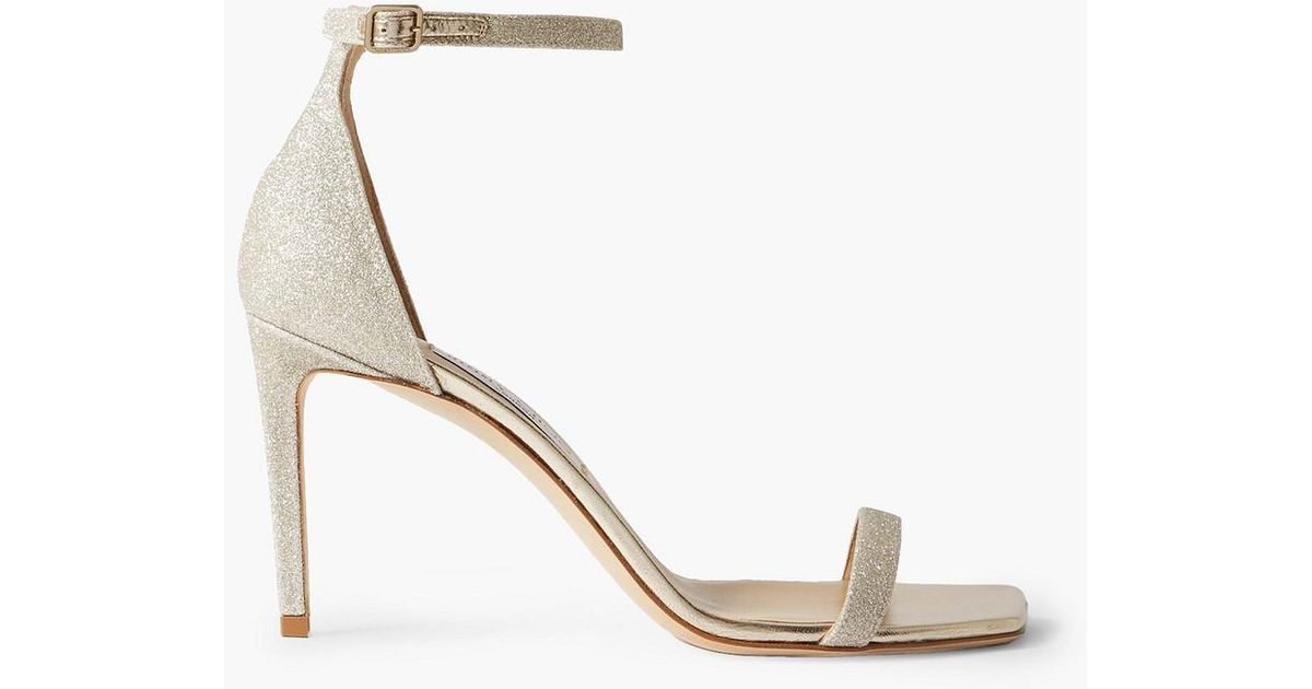 Jimmy Choo Alva 85 Glittered Woven Sandals in White | Lyst