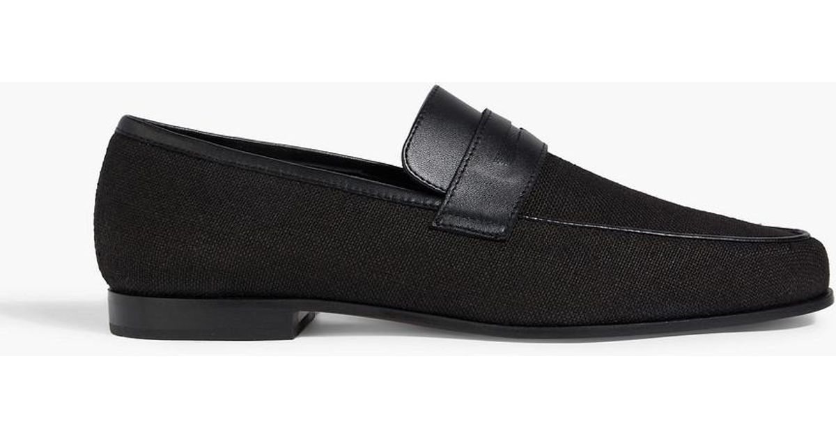 TOTEME Leather-trimmed Canvas Loafers in Black | Lyst