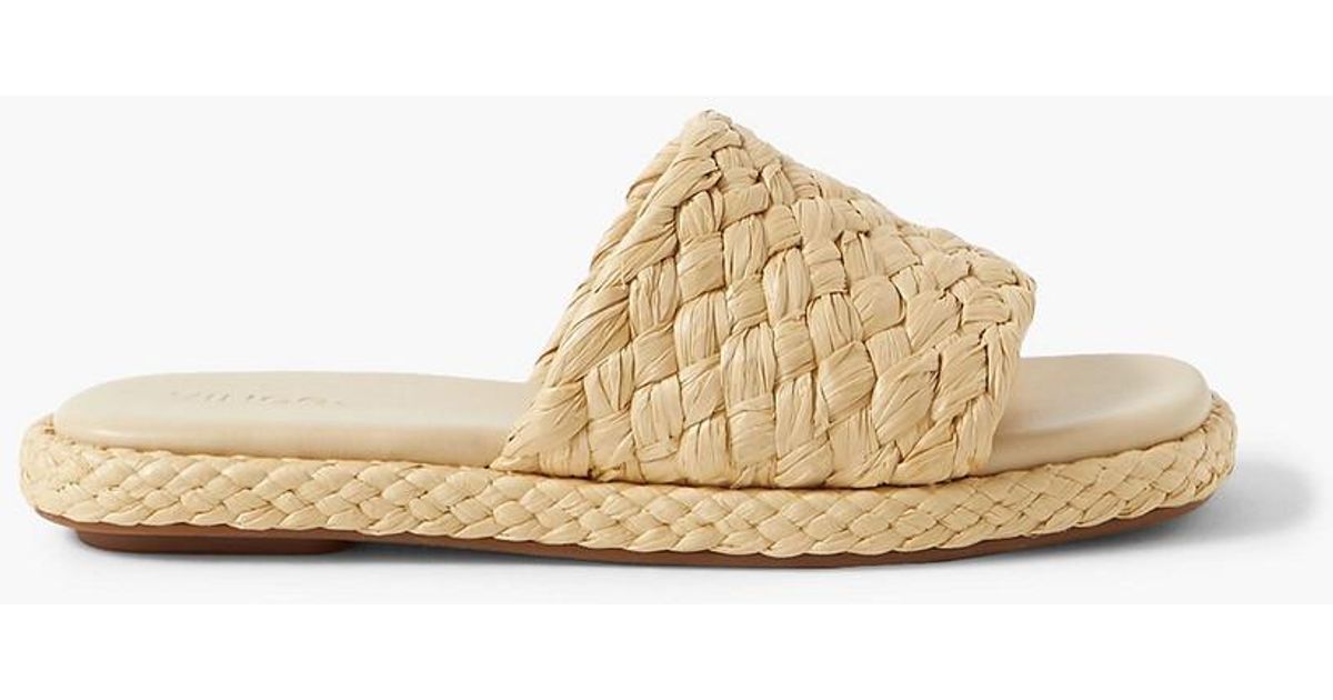 Vince Rumi Woven Faux Raffia Slides in White | Lyst Canada