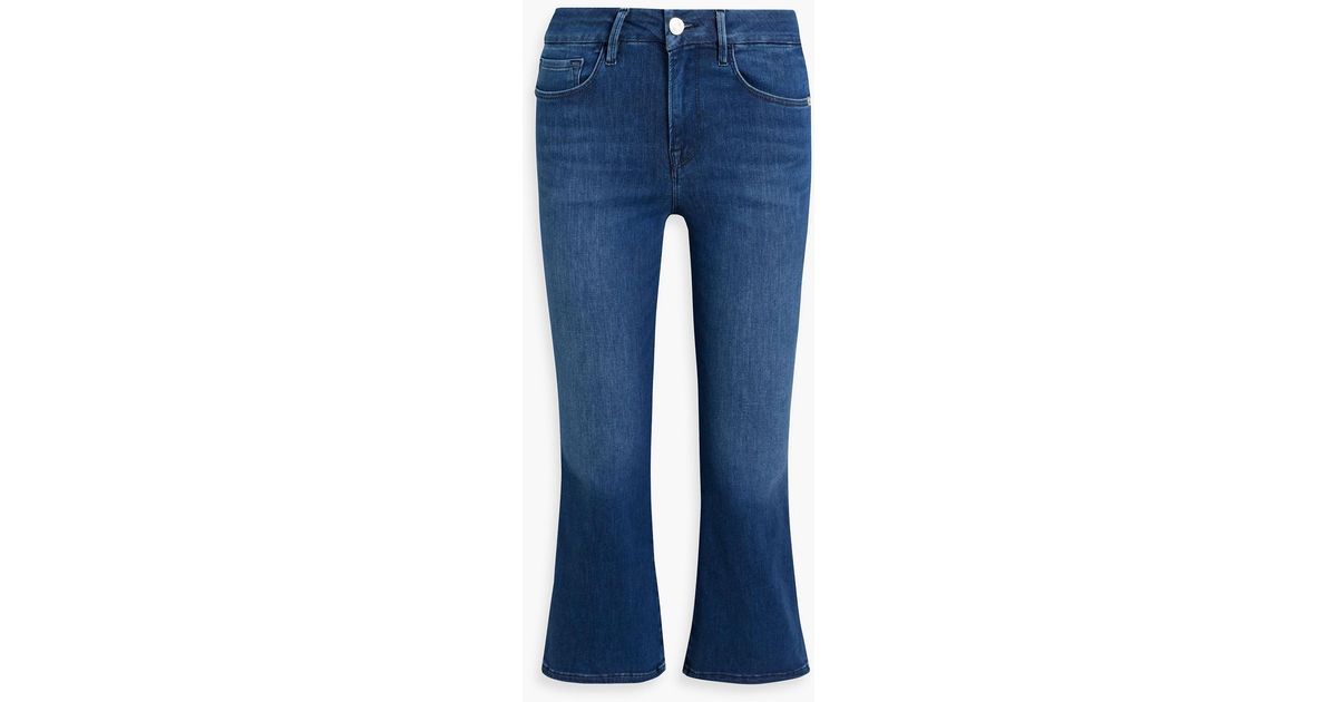 FRAME Le Pixie Crop Mini Boot Cropped High-rise Bootcut Jeans in Blue ...