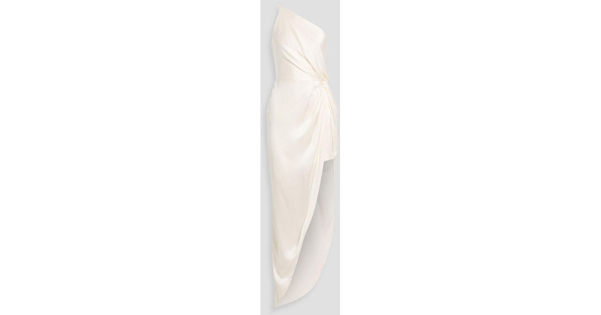 Michelle Mason One-Shoulder Twisted Silk-Satin Dress in White | Lyst