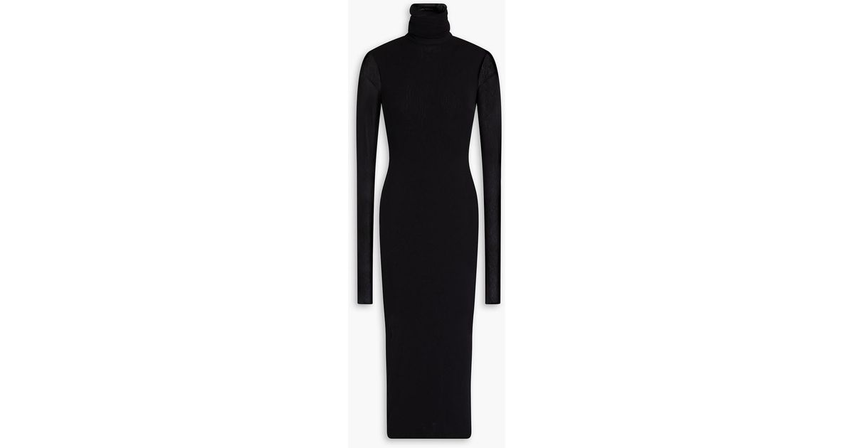 Philosophy Di Lorenzo Serafini Mesh Turtleneck Midi Dress in Black | Lyst