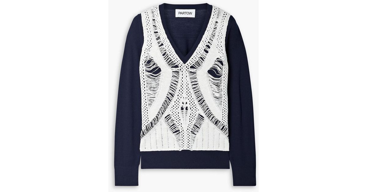 Partow Myla Layered Open-knit Cotton And Merino Wool And Silk-blend ...