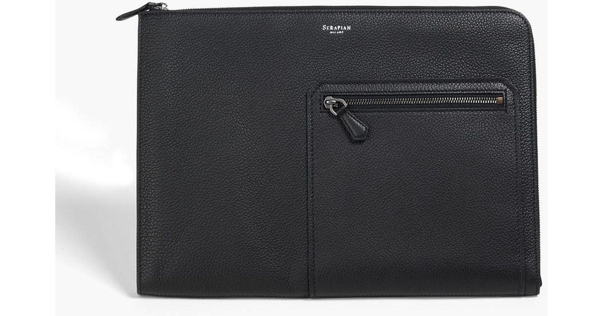 Serapian Pebbled-leather Laptop Case in Black for Men | Lyst UK