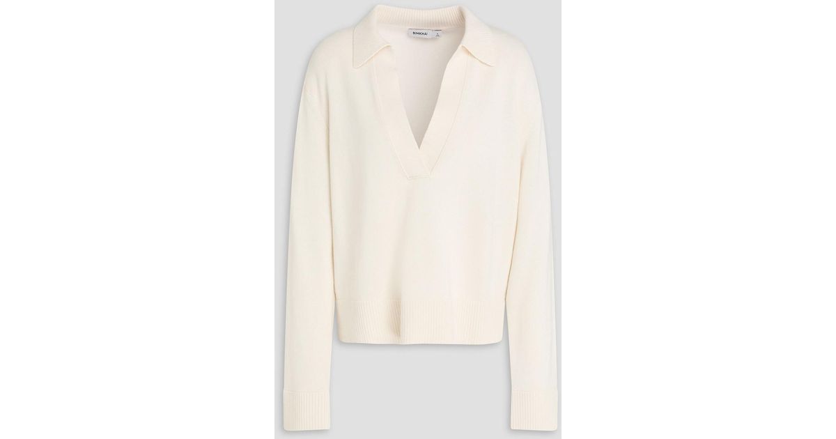 Jonathan Simkhai Bobbie Cotton And Cashmere-Blend Polo Sweater in White ...