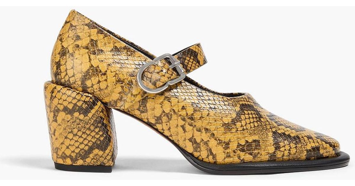 3.1 Phillip Lim Naomi 70 Snake-effect Leather Mary Jane Pumps in Metallic | Lyst UK
