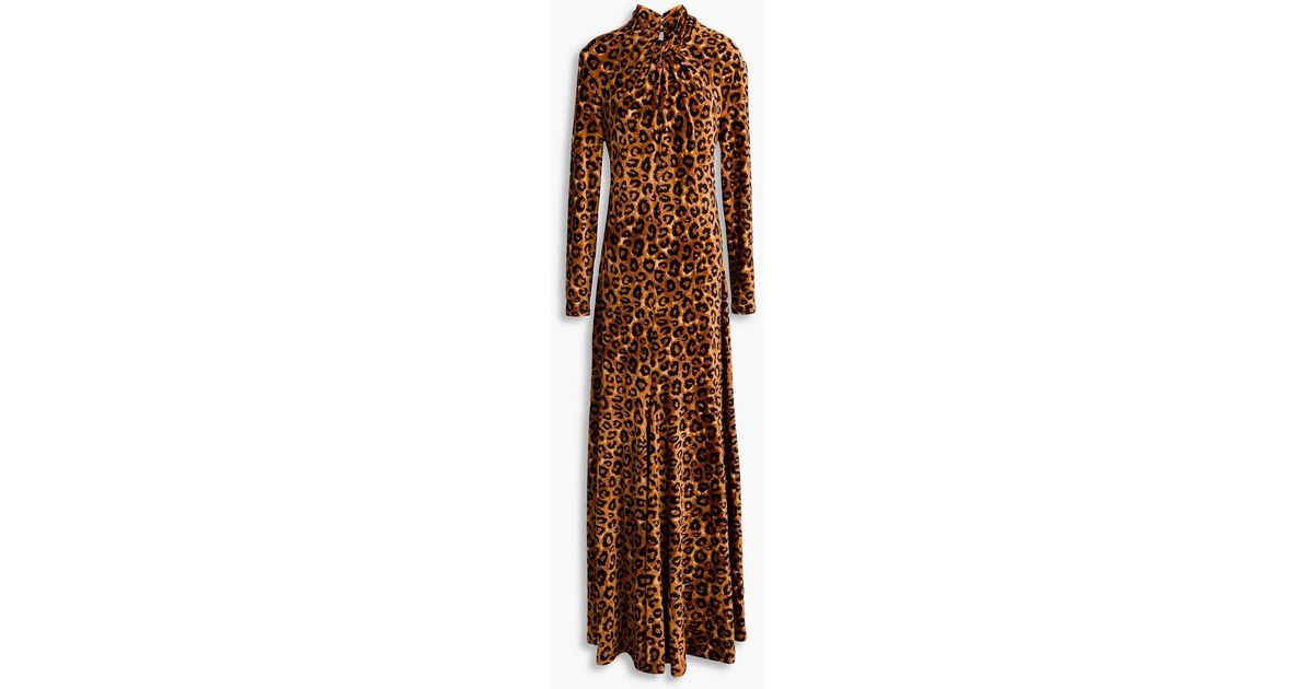 Rabanne Twisted Leopard-Print Devoré-Velvet Maxi Dress in Brown | Lyst UK