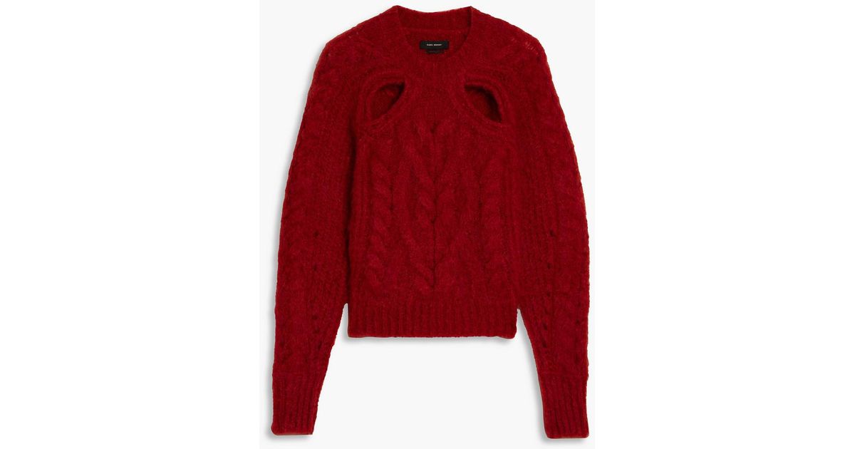 Isabel Marant Palima Cutout Cable-knit Mohair-blend Sweater in Red | Lyst