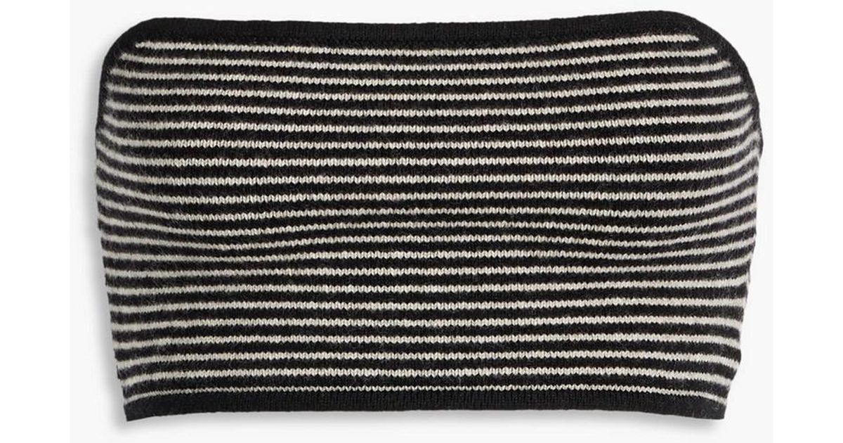 Lisa Yang Selah Strapless Cropped Striped Cashmere Top in Black | Lyst