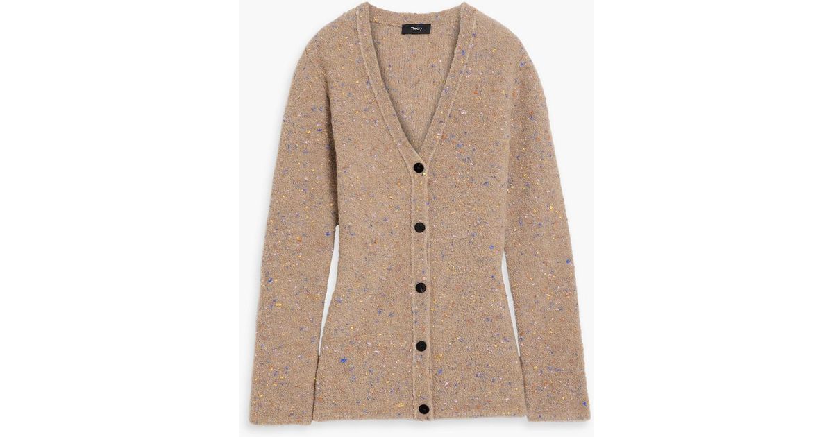 Theory Donegal Bouclé-knit Merino-wool Blend Cardigan in Natural | Lyst