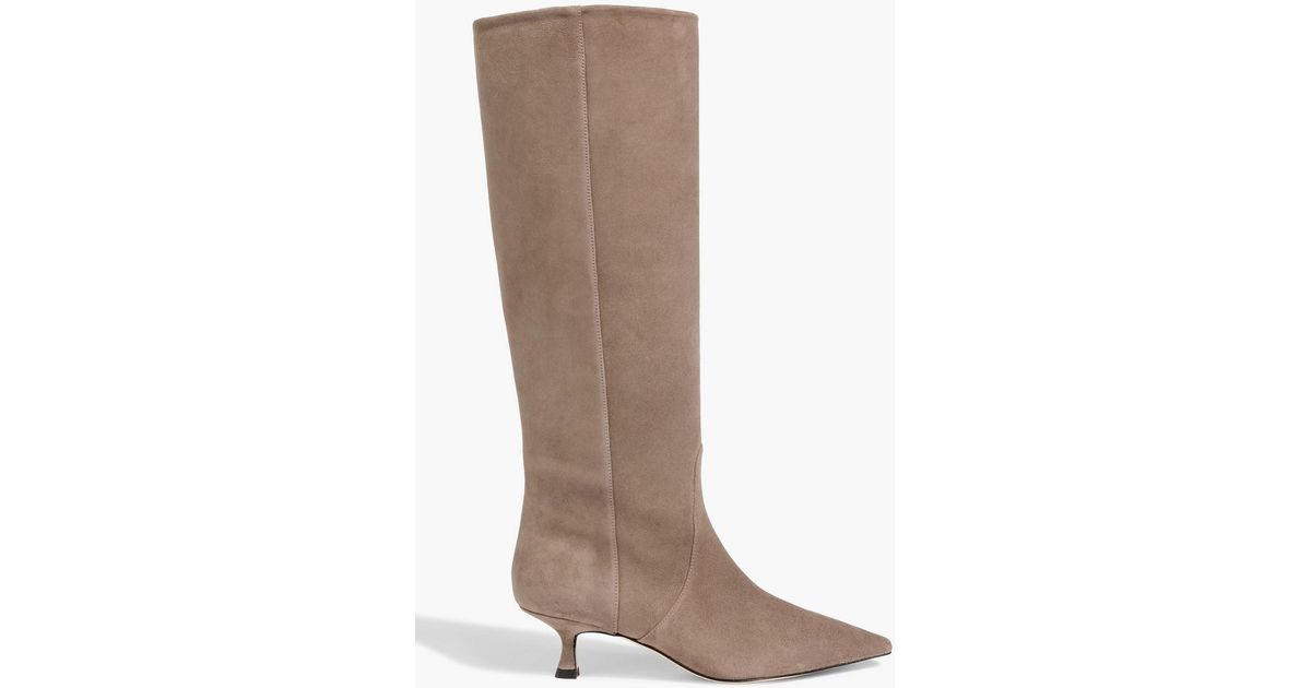 Stuart Weitzman Naomi 50 Suede Knee Boots in Brown | Lyst UK