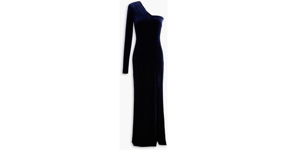 Galvan London Rosie One-Sleeve Velvet Gown in Blue | Lyst UK