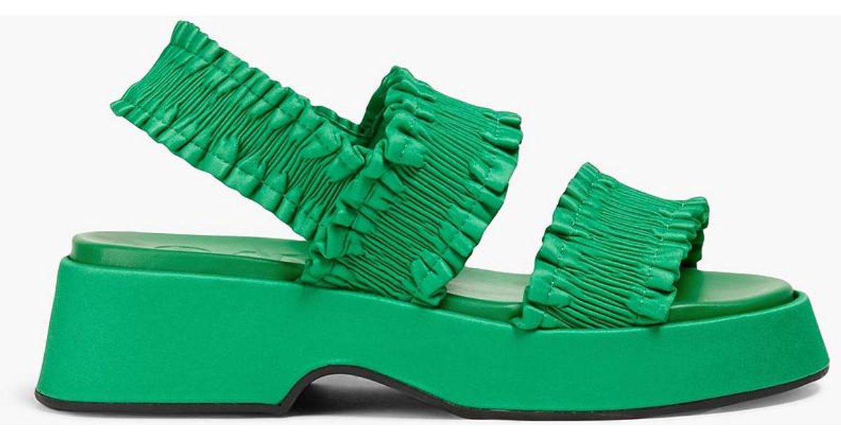 Ganni Smock Platform Sandals in Green | Lyst