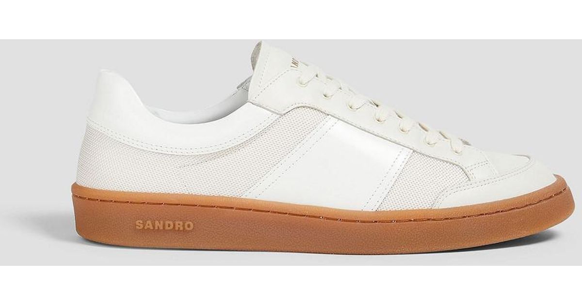 Sandro Mesh And Leather Sneakers in White for Men | Lyst