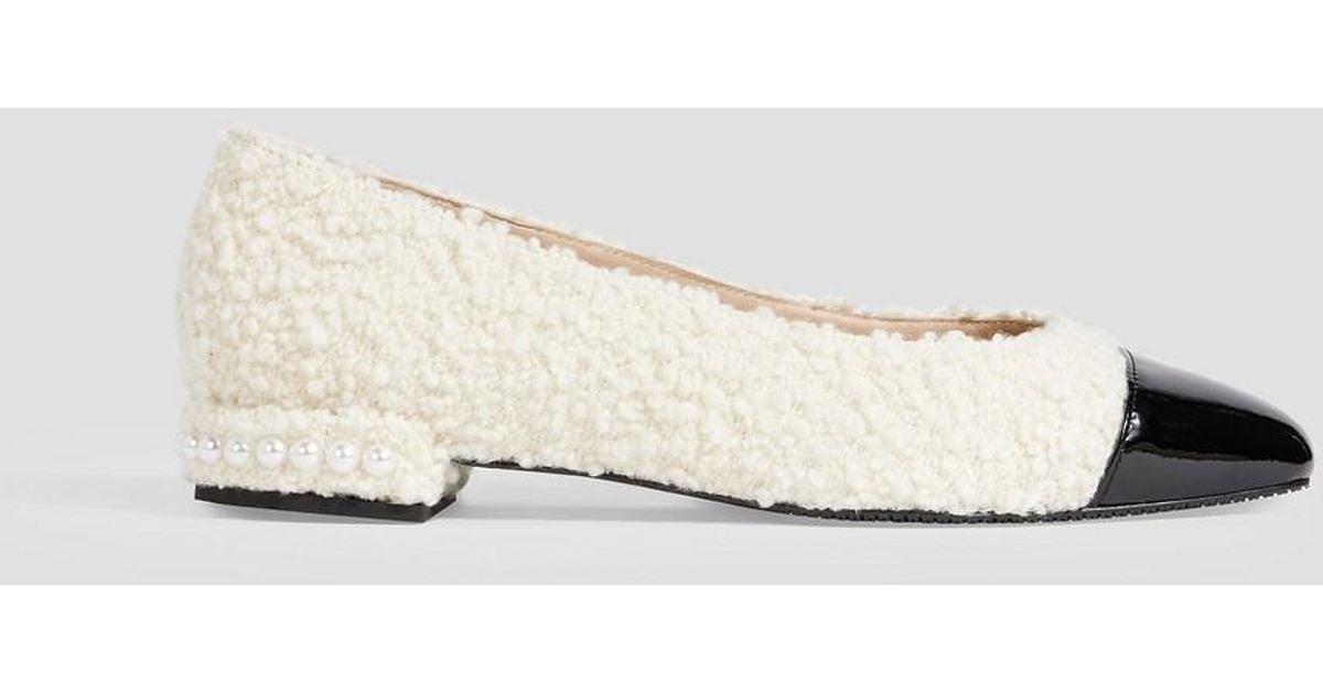Stuart Weitzman Pearl Embellished Bouclé-Tweed And Patent-Leather ...