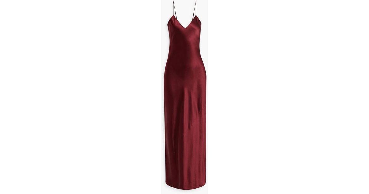 Nili Lotan Cami Silk-charmeuse Maxi Slip Dress in Red | Lyst
