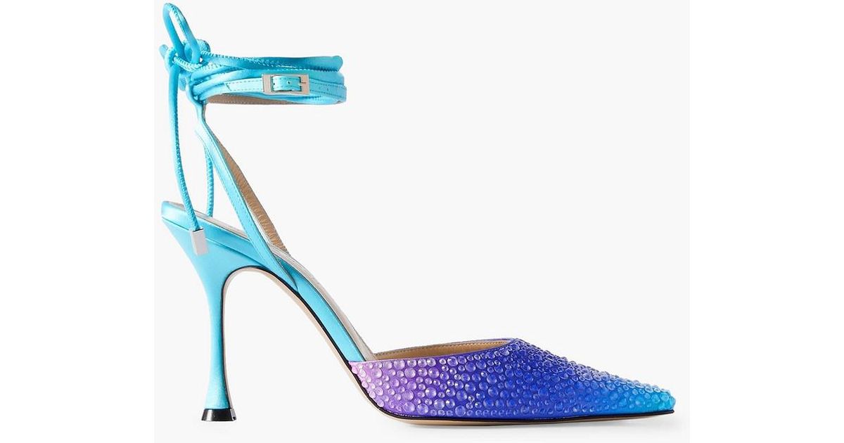 Mach & Mach Crystal-embellished Ombré Satin Pumps in Blue | Lyst UK