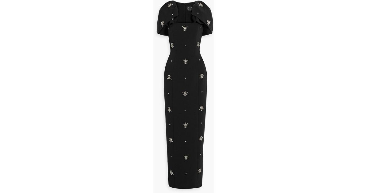 Huishan Zhang Adelaide Cape-effect Crystal-embellished Crepe Gown in ...