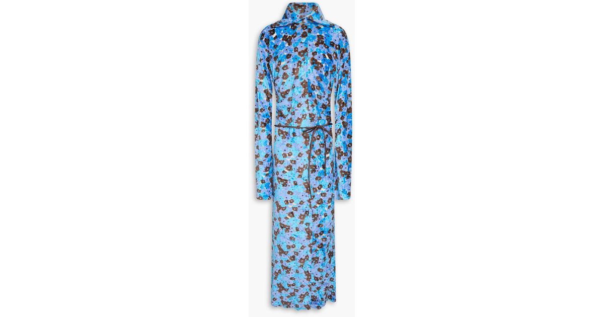 Acne Studios Belted Terry-jacquard Maxi Dress in Blue | Lyst