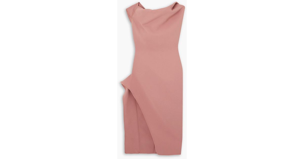 Maticevski Rejoice Asymmetric Draped Crepe Midi Dress in Pink | Lyst